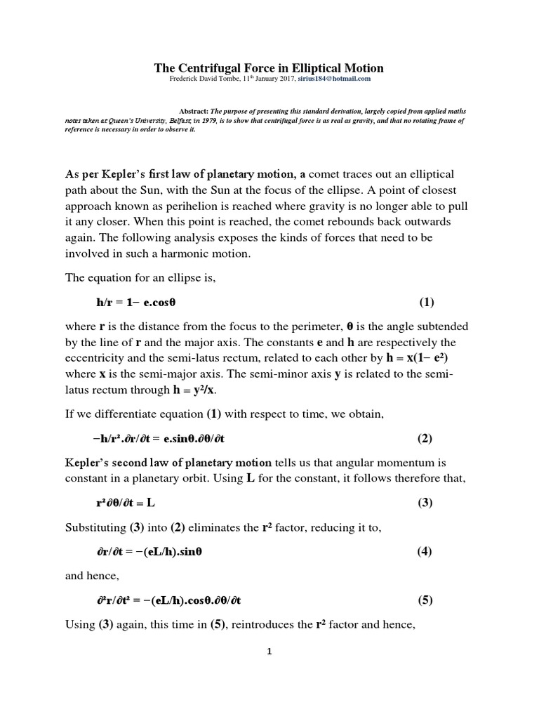Leibniz's Radial Planetary Orbital Equation | PDF | Ellipse | Orbit
