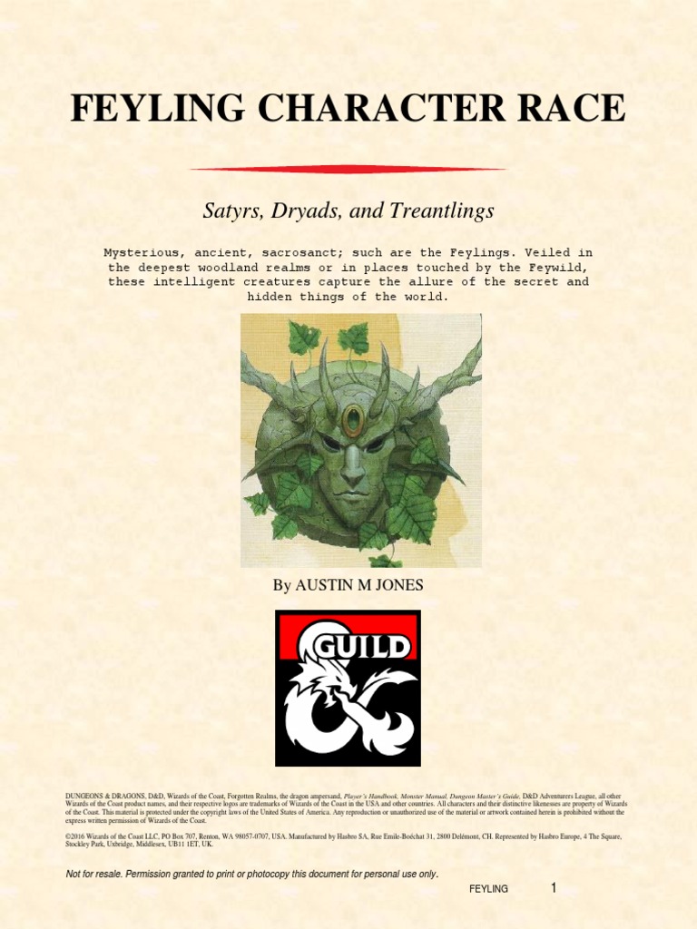 Feyling Race - Dryad Treantling and Satyr (10598835) | PDF | Dungeons ...