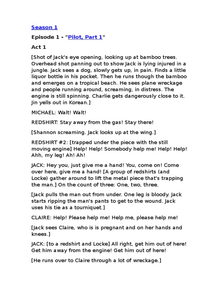 LOST Transcripts Season 1 | PDF | Leisure | Nature