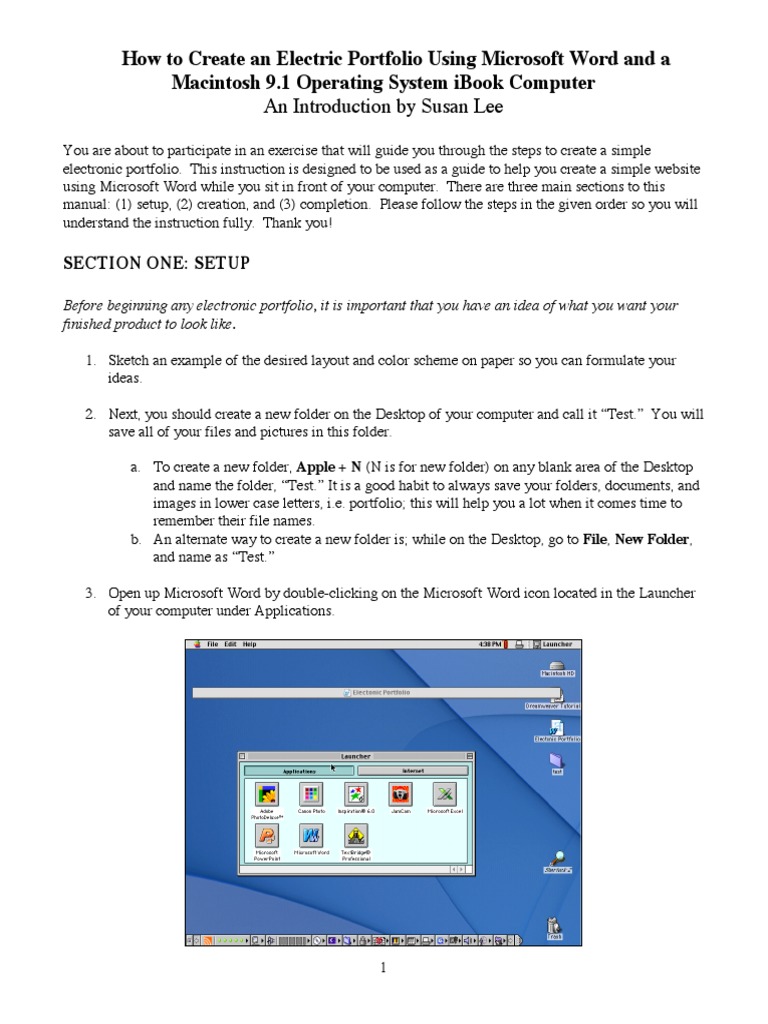 How To Create An Electric Portfolio Using Microsoft Word and A Macintosh 9.1 Operating System ...