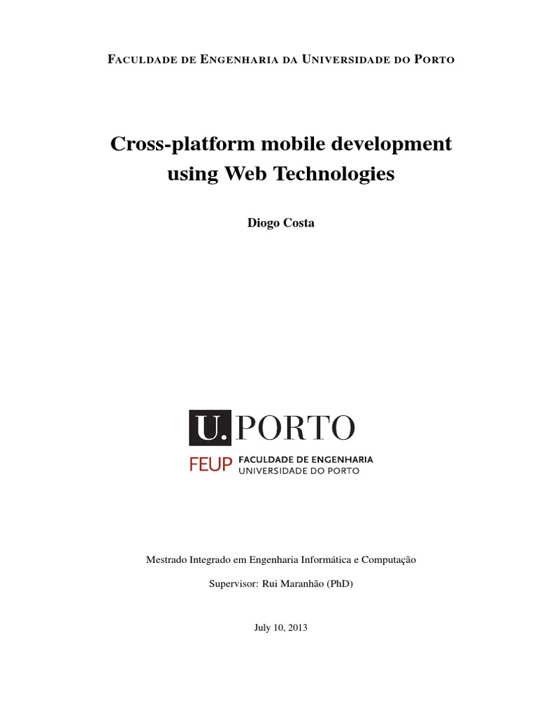 Cross Platform Mobile Development Using Web Technologies Pdf J