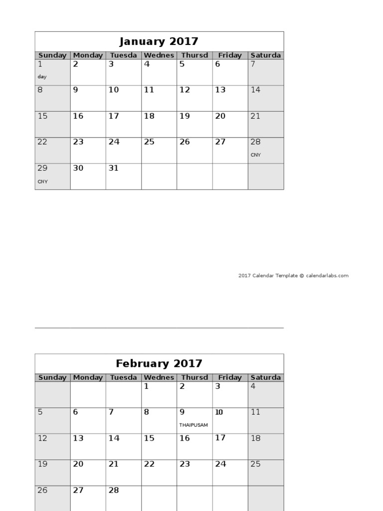 2017 Monthly Us Holidays Calendar | PDF