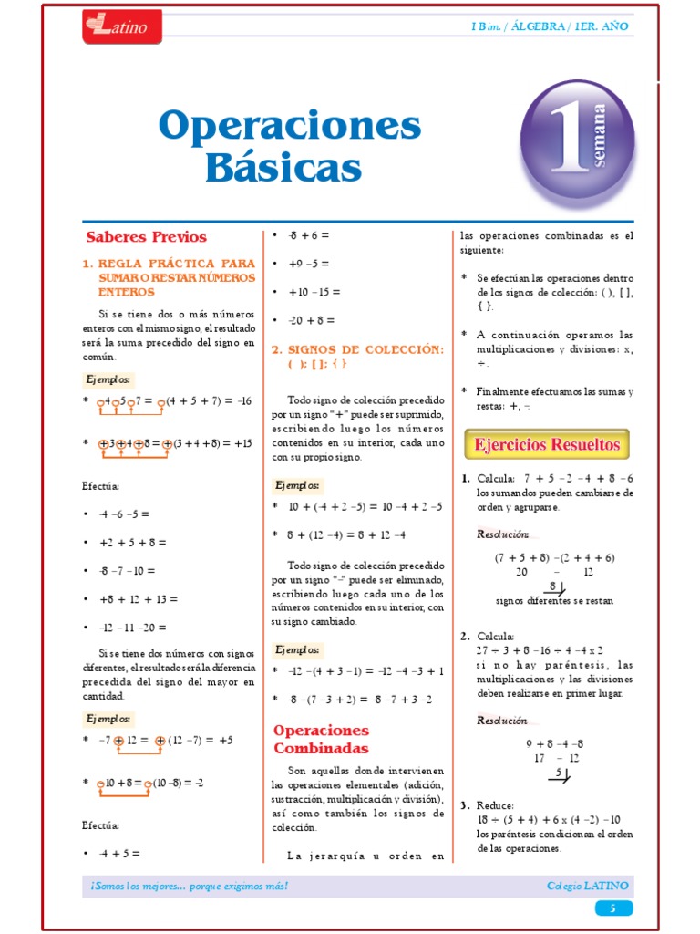 Operaciones Basicas de Algebra | PDF | Pi | Exponenciación
