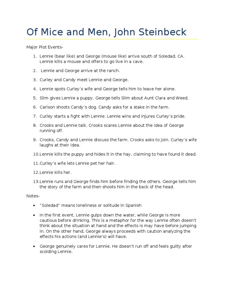 Of Mice and Men Review Sheet | PDF