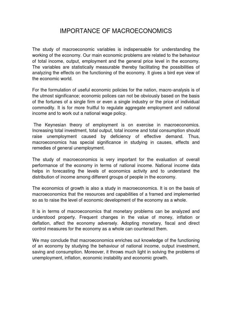 Importance of Macroeconomics Explained | PDF | Macroeconomics ...