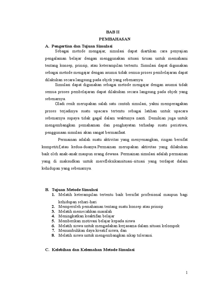 Tujuan dan Metode Simulasi Pembelajaran | PDF
