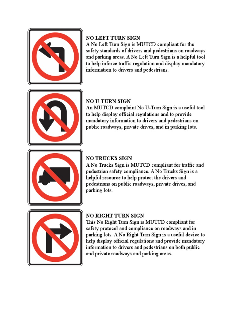 No Left Turn Sign | PDF | Traffic | Safety