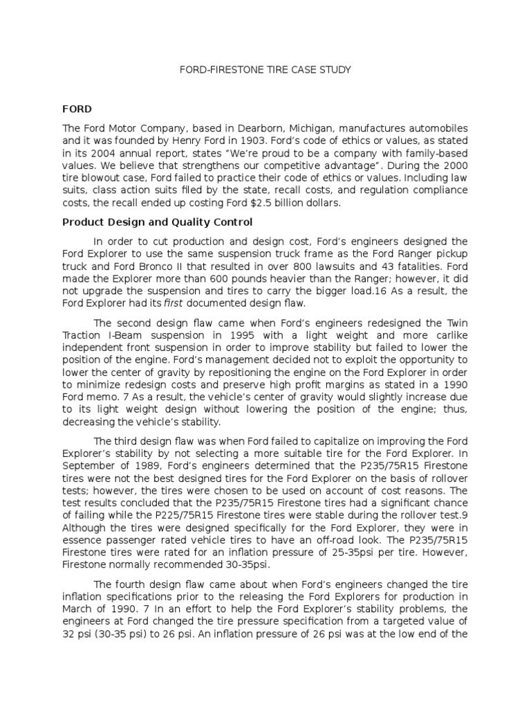 Ford-Firestone Case Study | PDF | Ford Motor Company | Tire