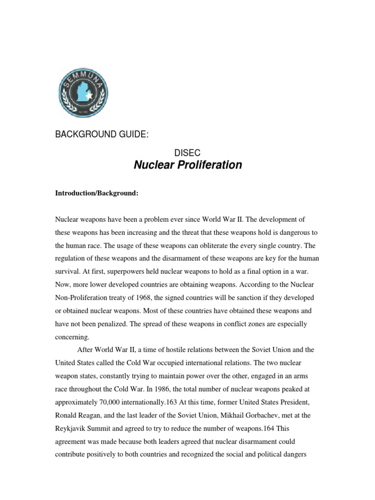Model Un Tamun II Disec Background Guide | PDF | Treaty On The Non Proliferation Of Nuclear ...