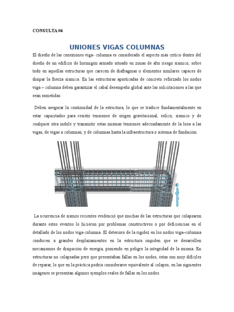 Uniones vigas columnas | Hormigón armado | Resistencia eléctrica y ...