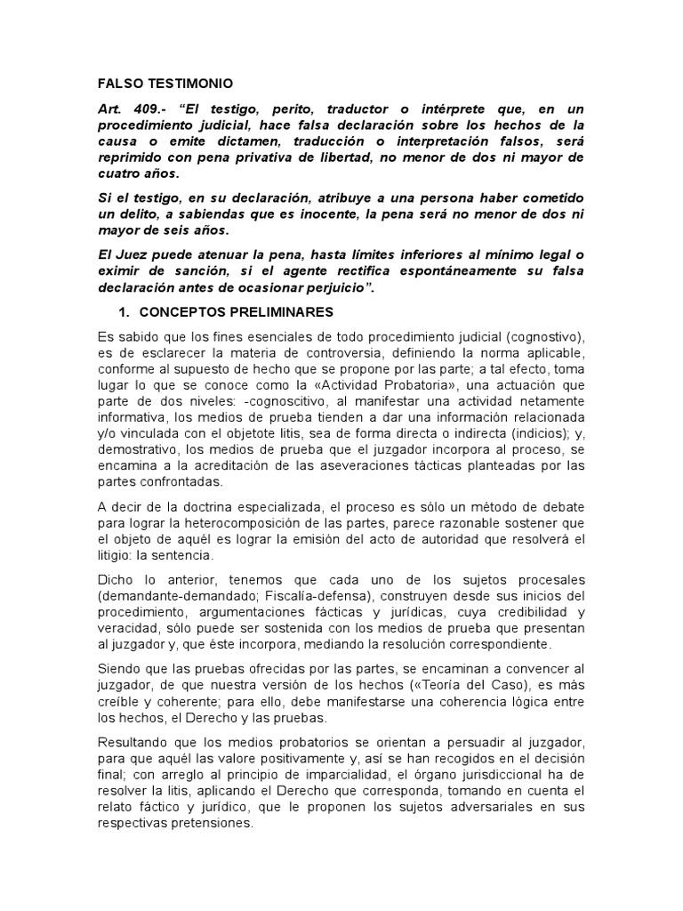 Falso Testimonio | PDF | Testimonio | Derecho penal