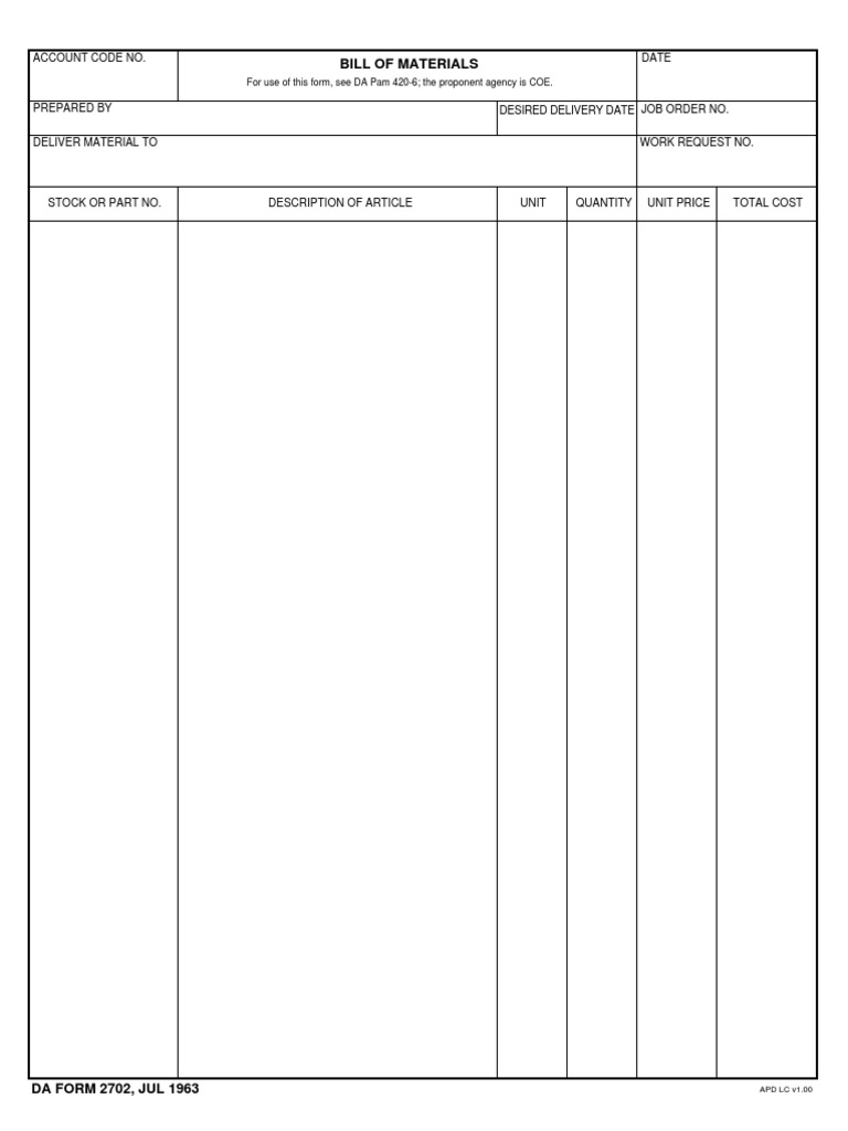 DA Form 6 Material Delivery Request | PDF | Technology & Engineering