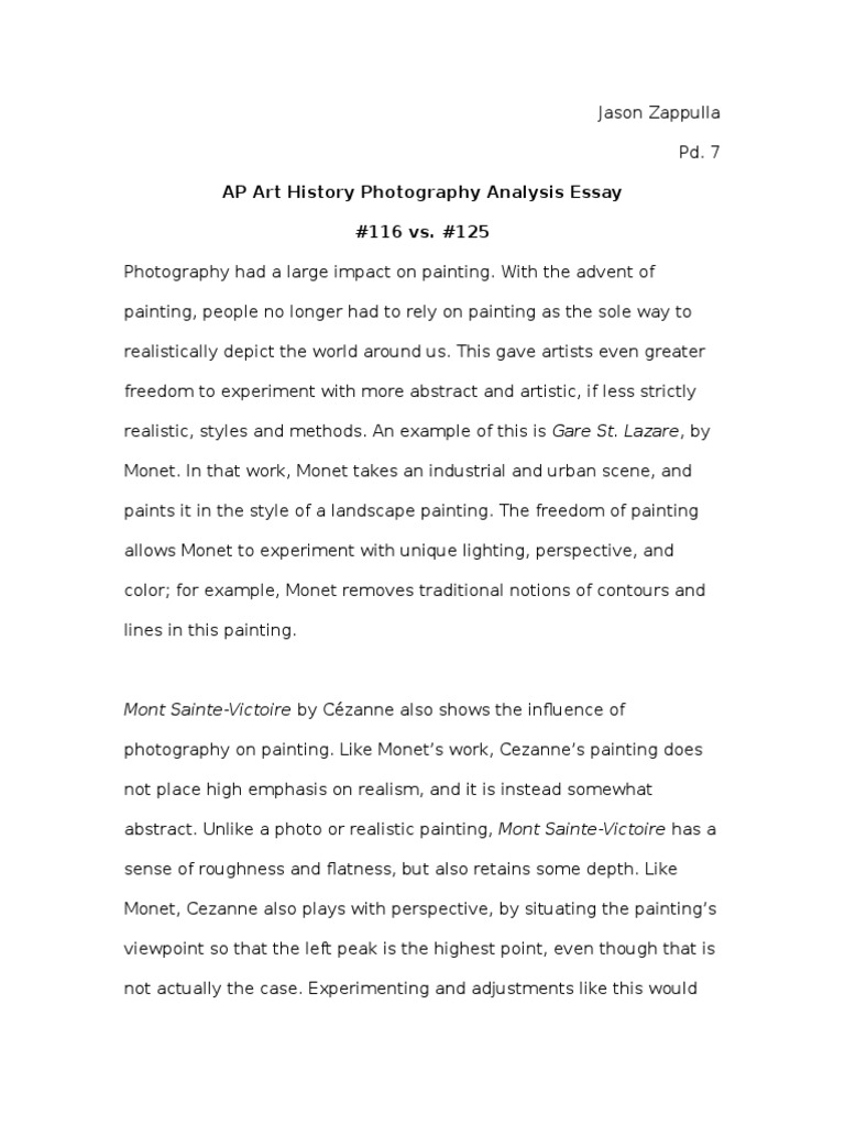 Ap Art History Photography Analysis Essay | PDF