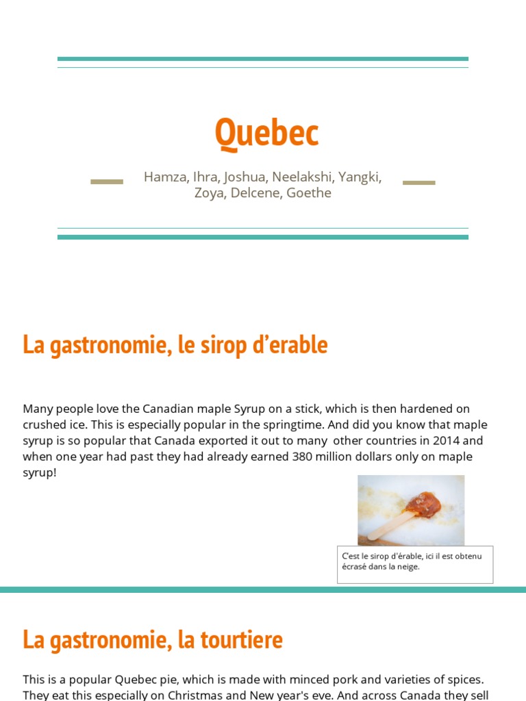 Quebec Culture: Food, Sports, and History | PDF
