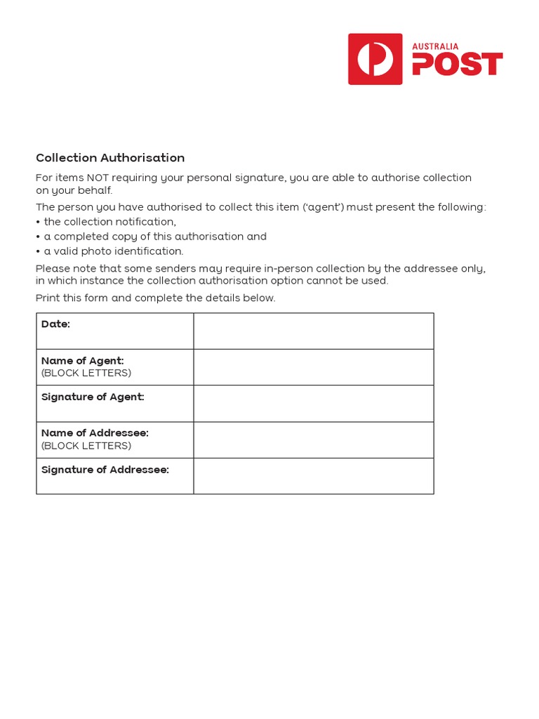 Collection Authorisation Form | PDF