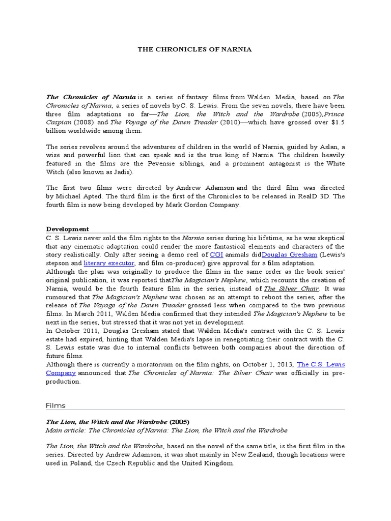 The Chronicles of Narnia | PDF | The Chronicles Of Narnia | Worldbuilding