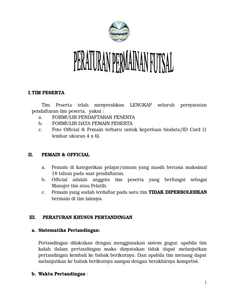 Peraturan Futsal | PDF