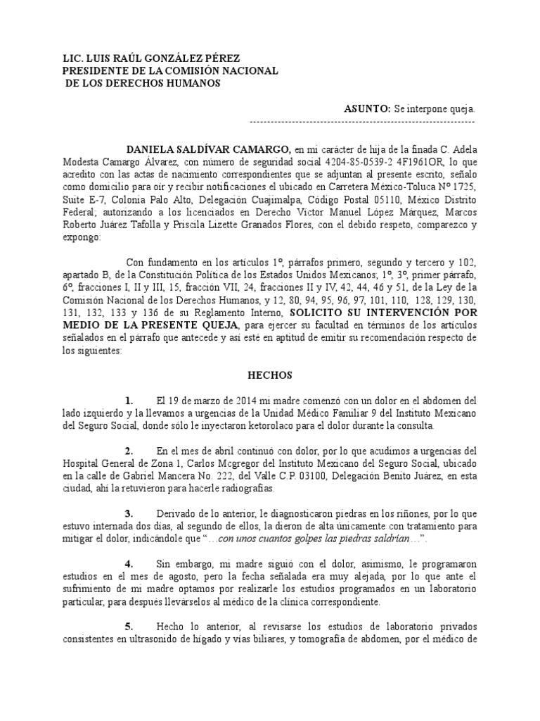 Queja CNDH | Descargar gratis PDF | México | Gobierno