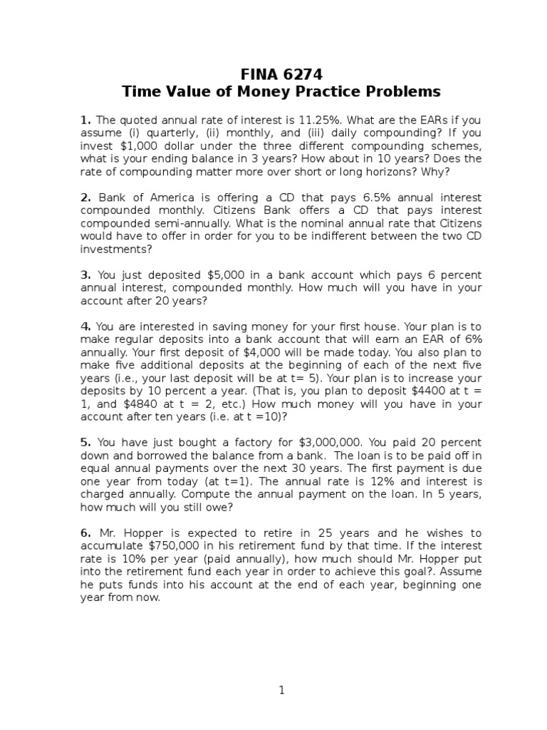 TVM Practice Problems | PDF
