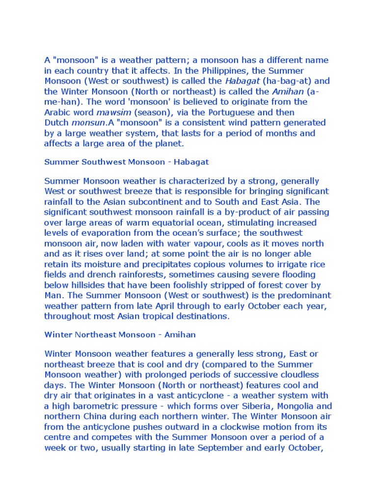 The Habagat and Amihan: Understanding the Monsoon Seasons in the ...