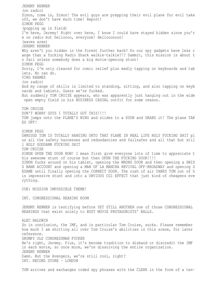 Mission Impossible Script | Download Free PDF | Leisure | Business
