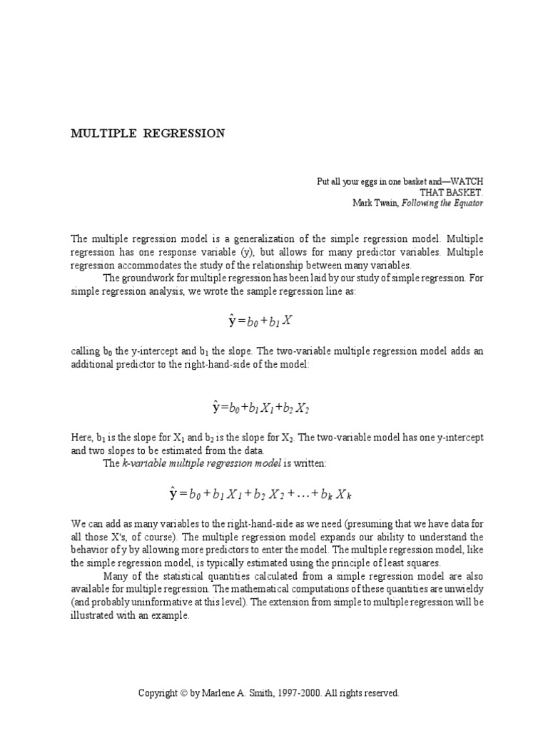 Mult Reg | PDF | Errors And Residuals | Regression Analysis