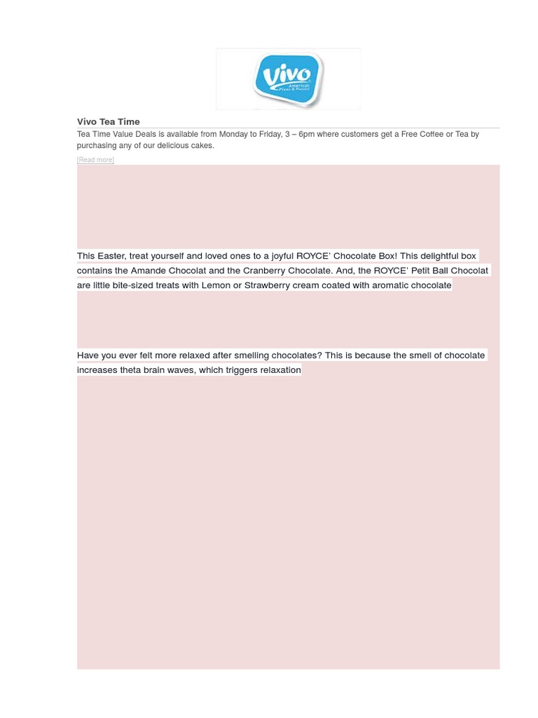 Vivo Tea Time Deals | PDF | Chocolate | Tea