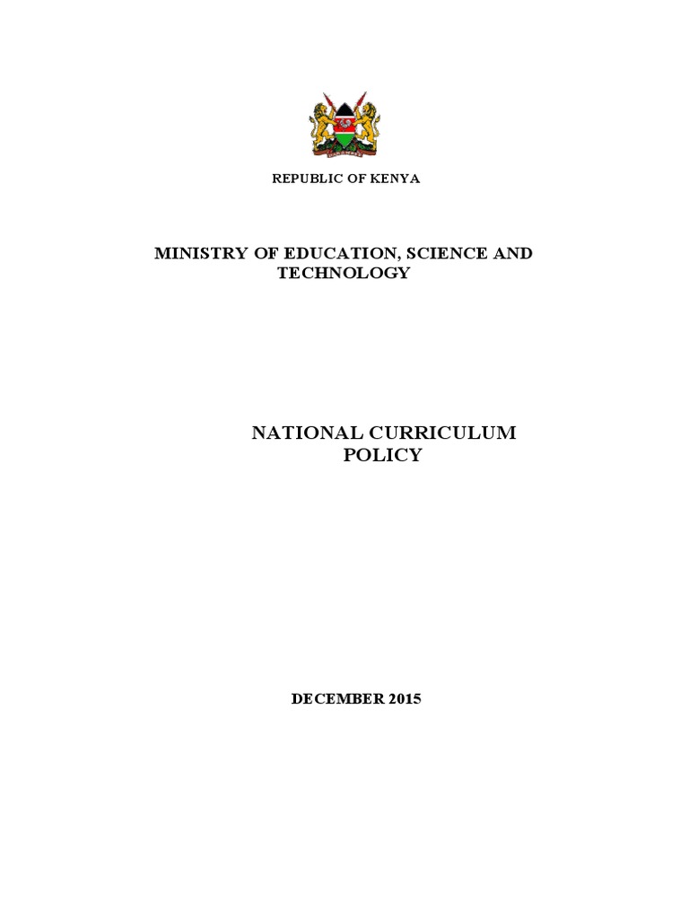 Kenya National Curriculum Policy 2017 (EAC) | PDF | Educational ...