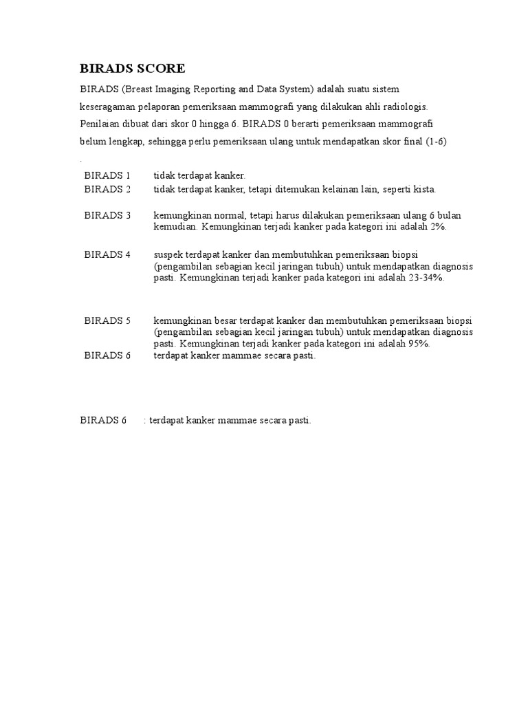 Birads Score | PDF