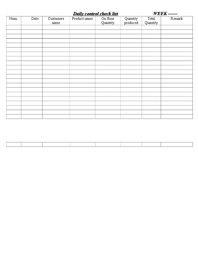 Daily Control Check List WEEK | PDF