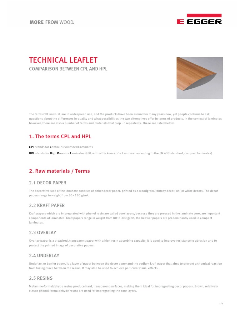 1 85313 TM Egger-Schichtstoff-Cpl-Hpl en | PDF | Lamination | Paper