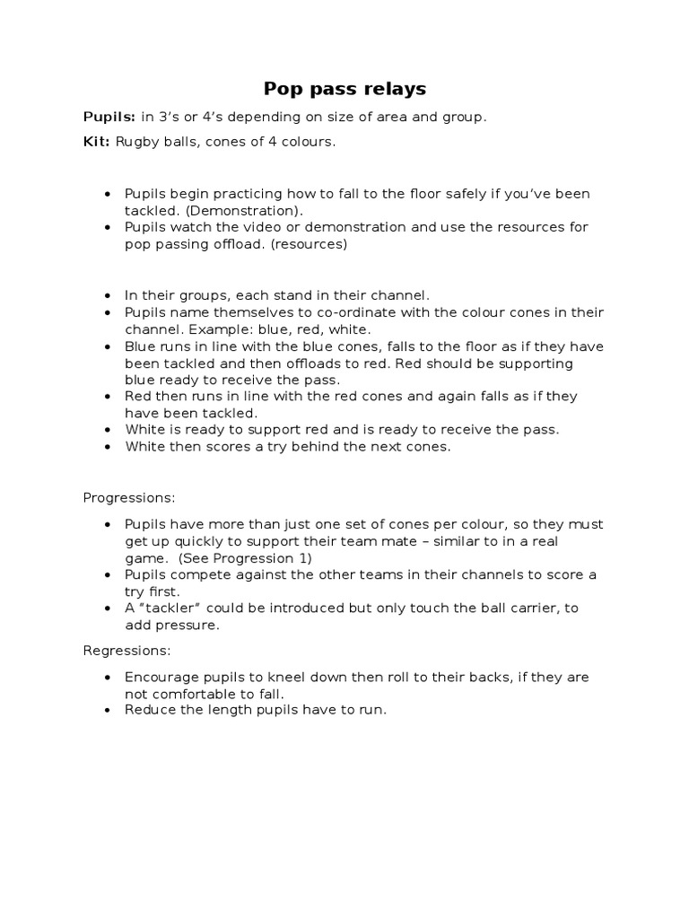 Pop Pass Relays | PDF