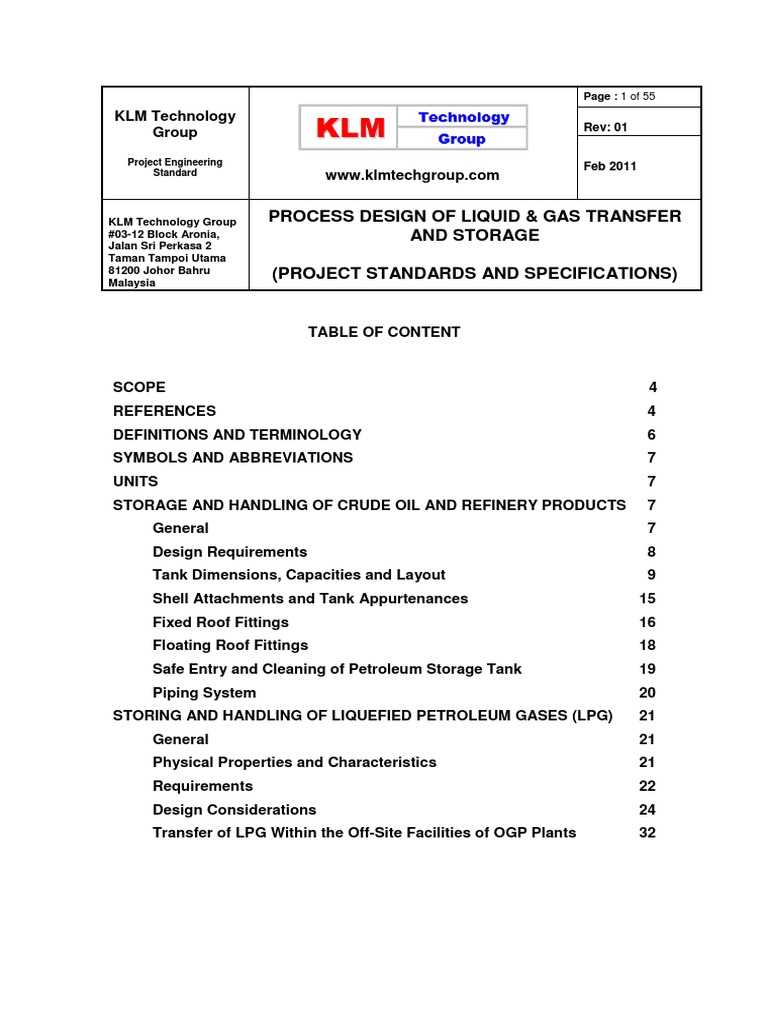 Project Standards and Specifications Liquid and Gas Storage Rev01 | PDF ...
