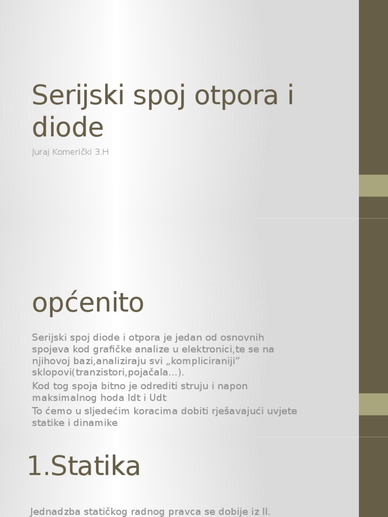 Serijski Spoj Otpor Dioda | PDF