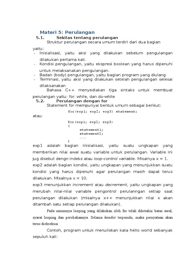 C++ Perulangan | PDF