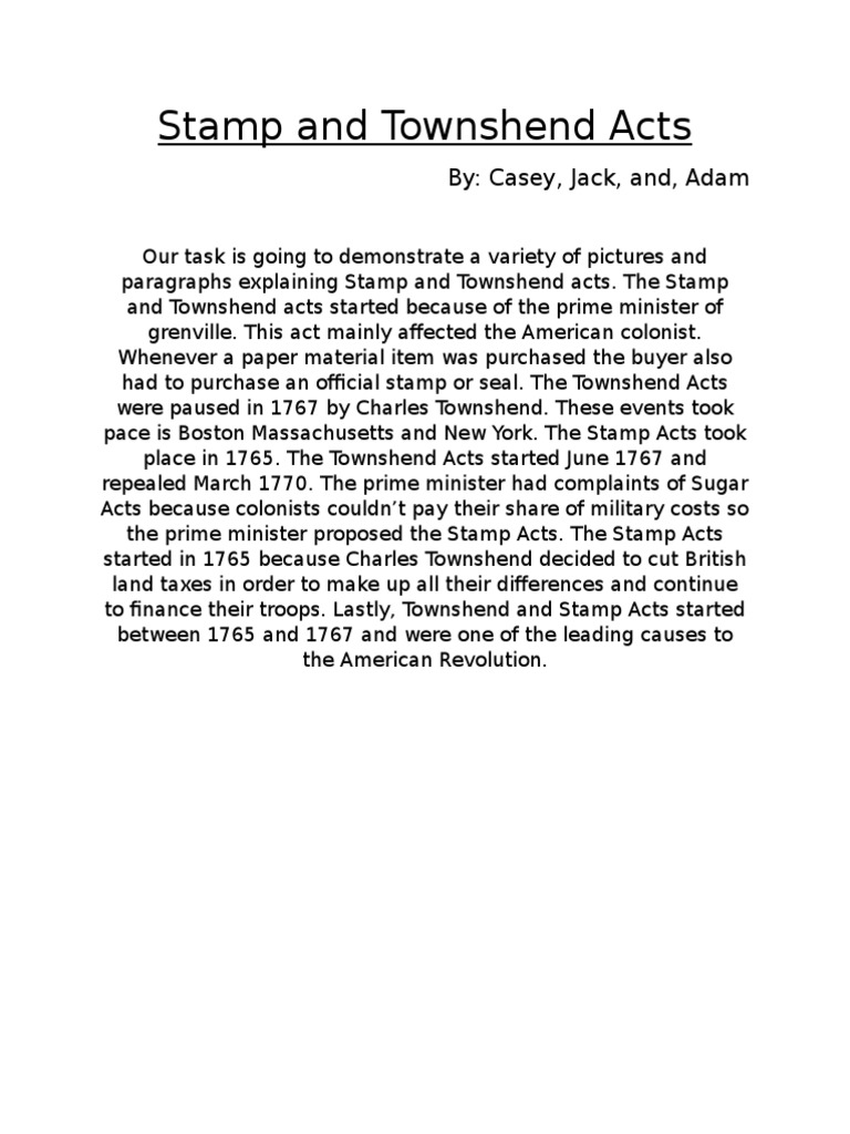 Stamp and Townshend Acts | PDF | Travel
