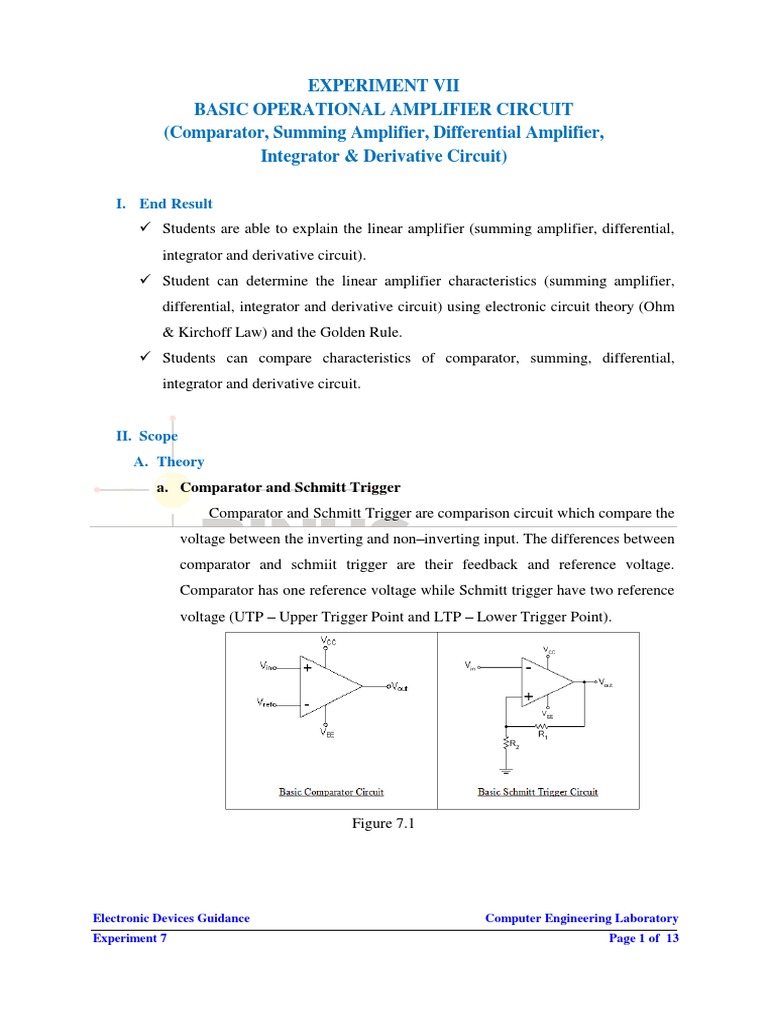 Op-Amp Circuit Experiments Overview | PDF | Amplifier | Operational ...