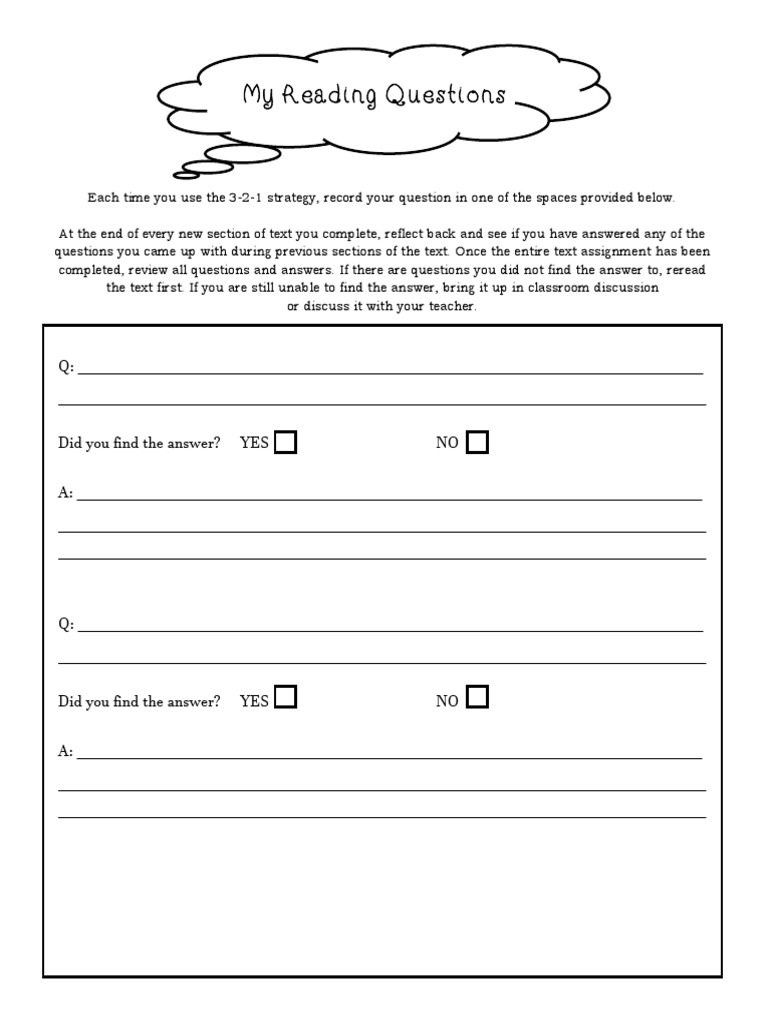 Question Worksheet | PDF | Behavior Modification | Teaching
