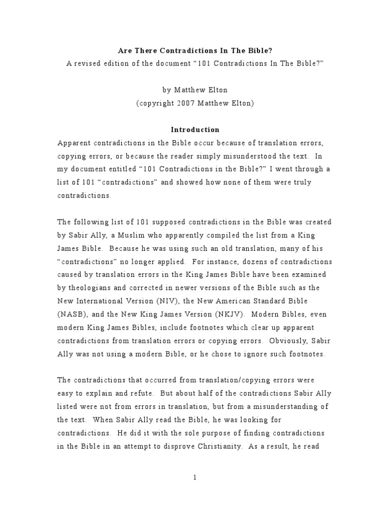 101 Contradictions in The Bible | PDF