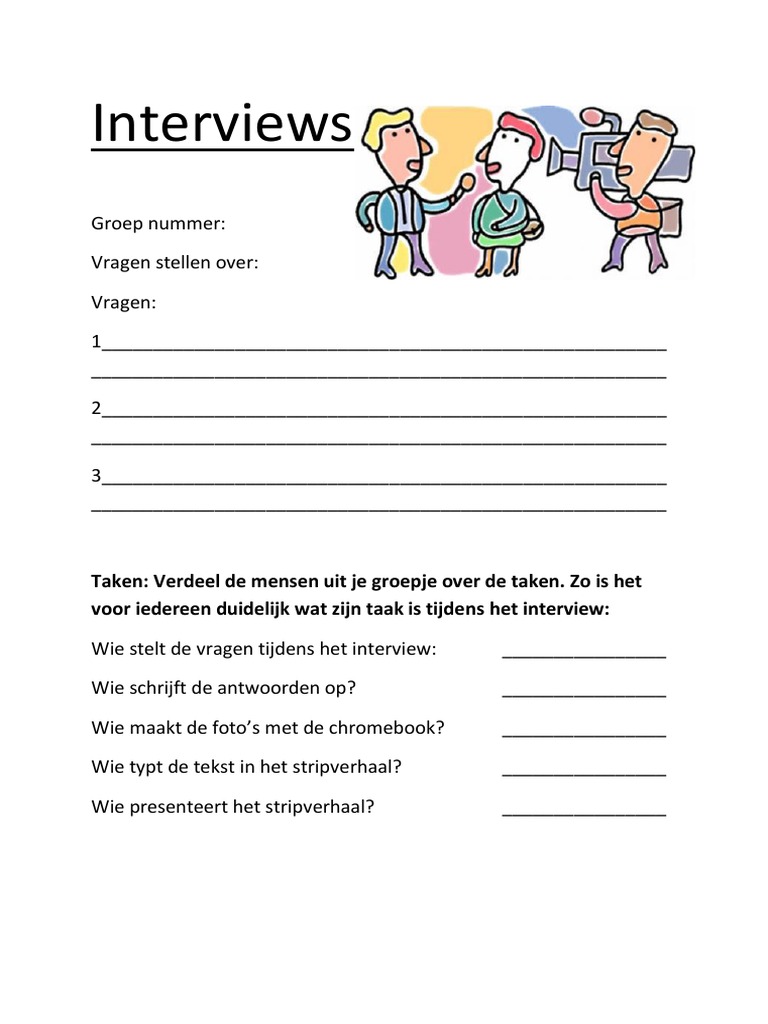 Werkblad Interview Strip 1 | PDF