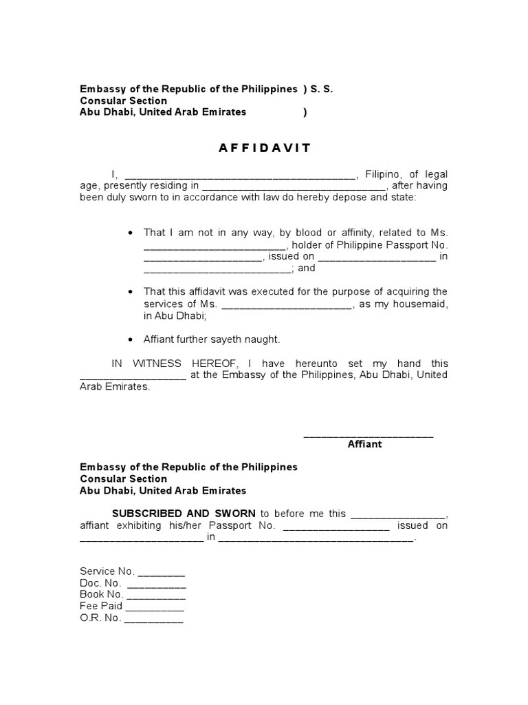 AFFIDAVIT - of No Blood Relation | PDF