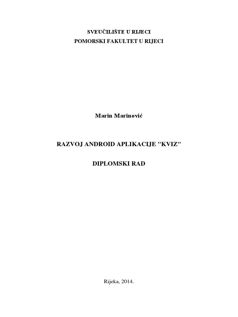 Razvoj Android Aplikacije Kviz | PDF