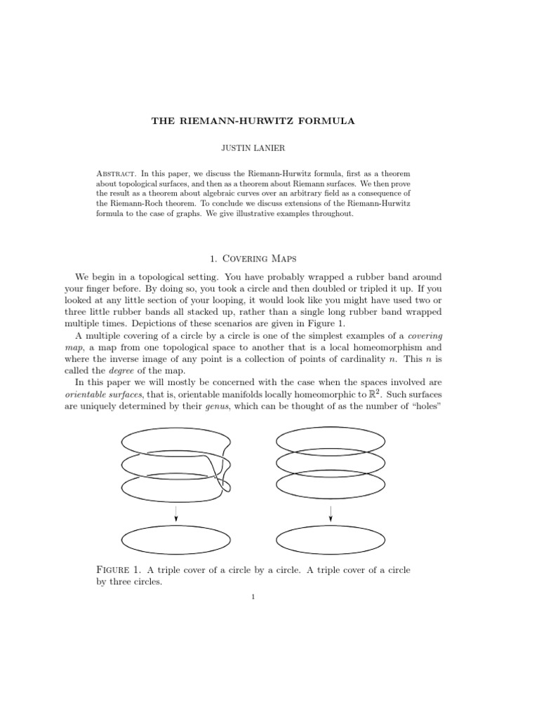 The Riemann-Hurwitz Formula | PDF | Manifold | Sphere