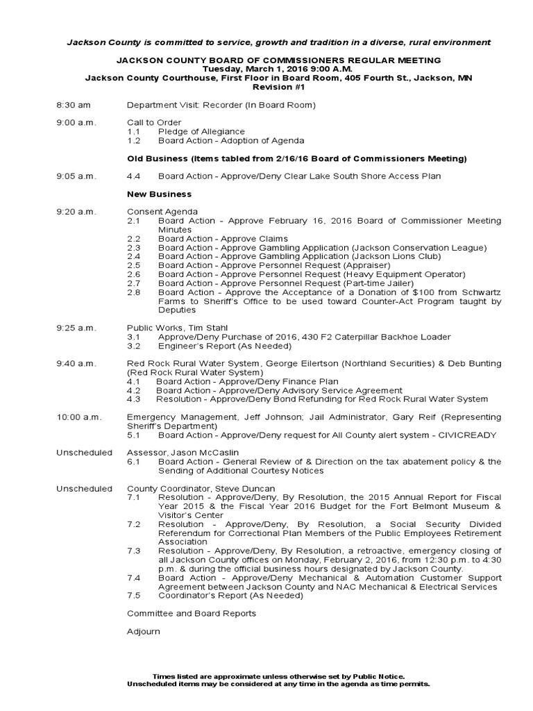 Commissioners March 1 Agenda | PDF | Law