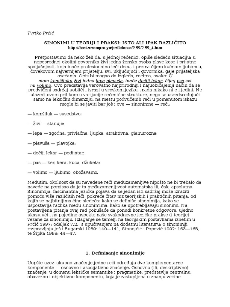 Tvrtko Prćić Sinonimi | PDF