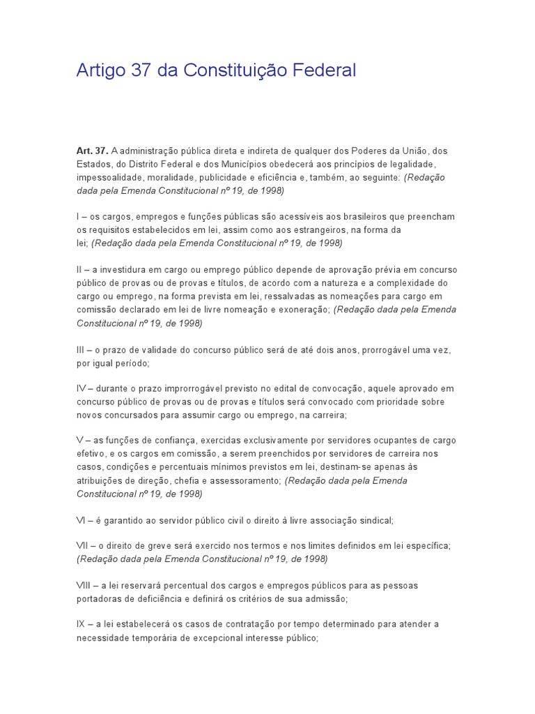 Princípios do Artigo 37 da CF/88 | PDF | Administração pública | Governo