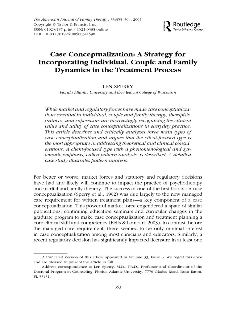 Case Conceptualization | PDF | Family Therapy | Psychotherapy