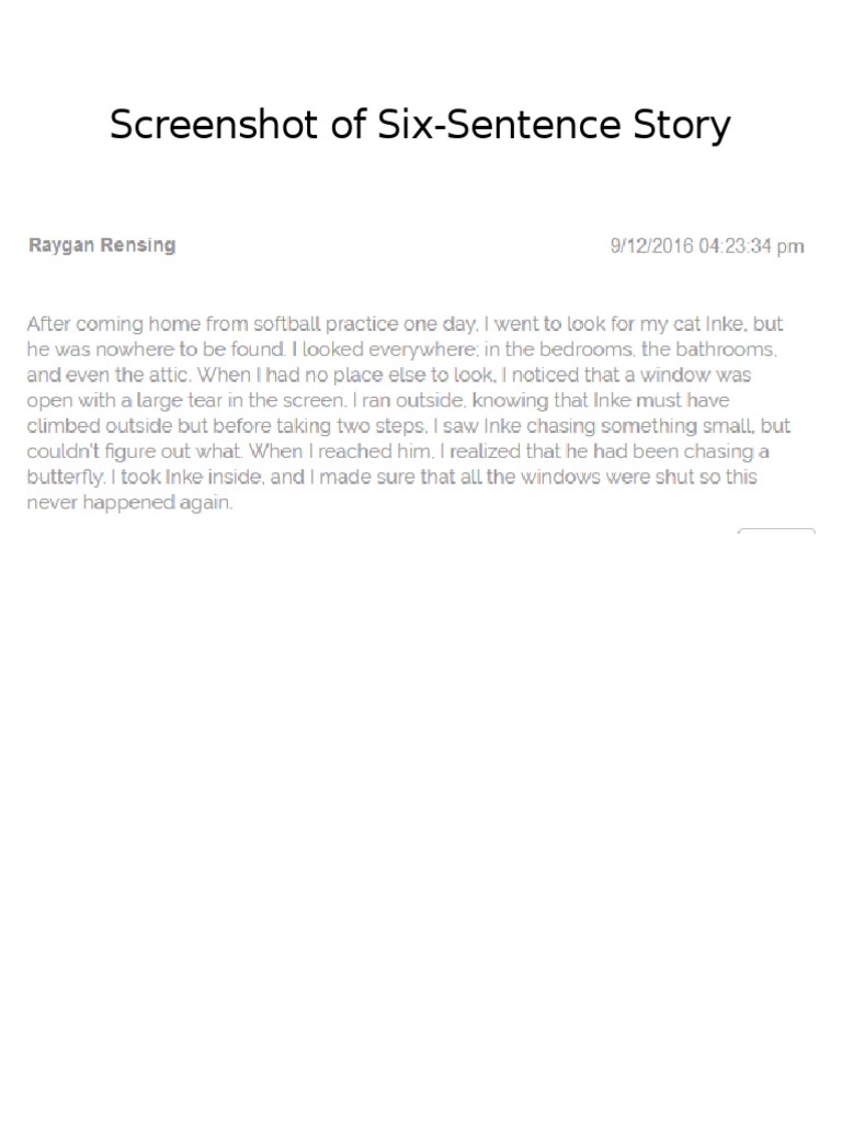 Six-Sentence Story | PDF