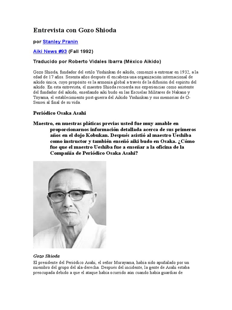 Entrevista Gozo Shioda | PDF | Aikido | Artes marciales japonesas