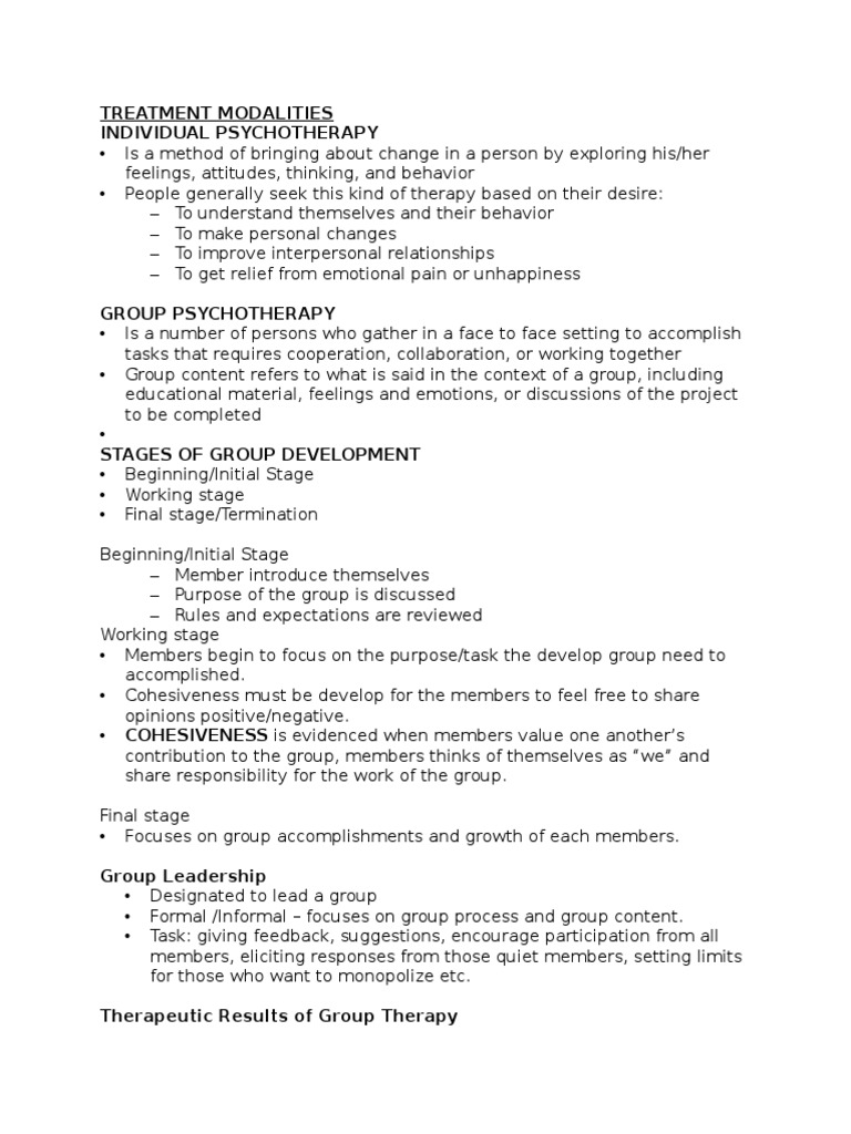 Treatment Modalities | PDF | Alternative Medicine | Psychotherapy